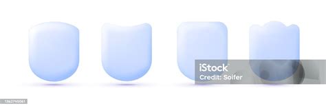 3d 스타일로 설정된 블루 쉴드 흰색 배경에 벡터 사실적 설정 사실적인 3d 심볼 디자인 방패 아이콘입니다 디자인 템플릿입니다