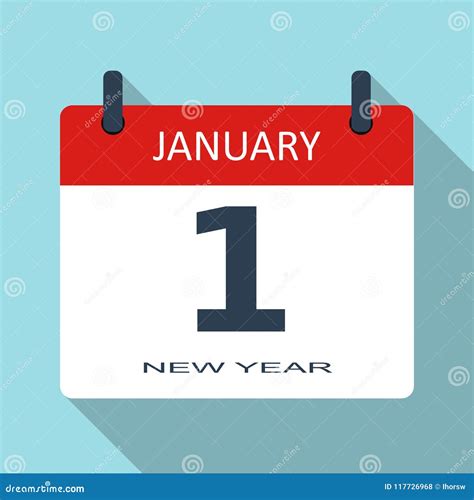 1 January New Year Day Vector Flat Daily Calendar Icon Date And Time