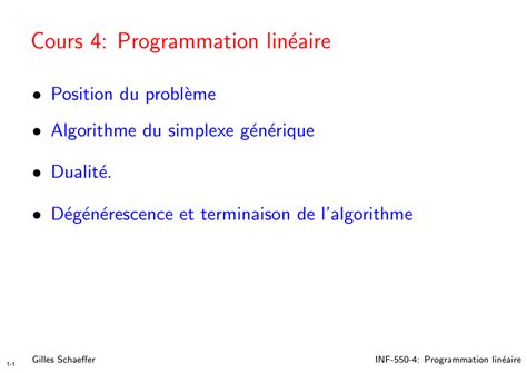 Cours 4 Programmation Linéaire