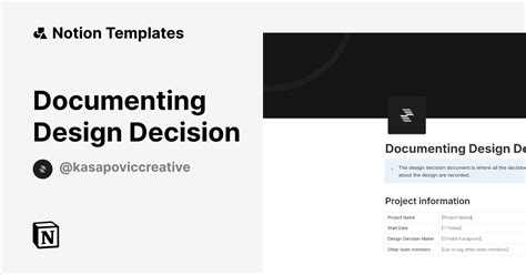 Documenting Design Decision Template Notion Marketplace