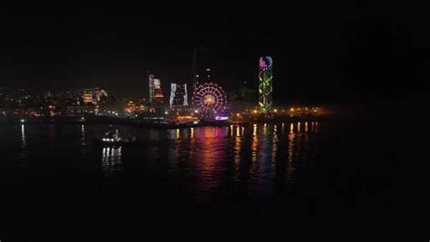 გემი ღამის ბათუმი ანბანის კოშკი Stockfootage