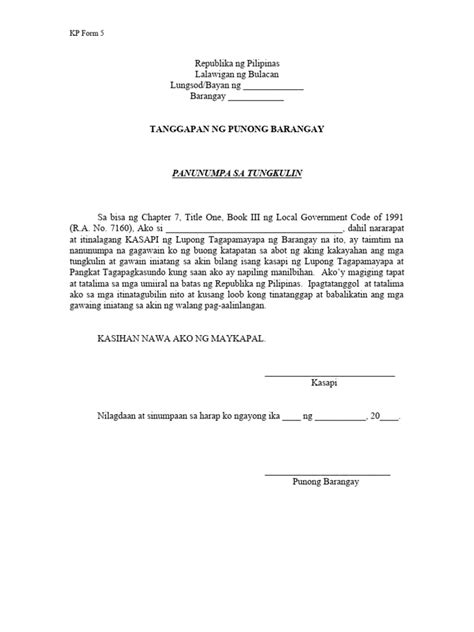 Kp Form 5 Panunumpa Pdf