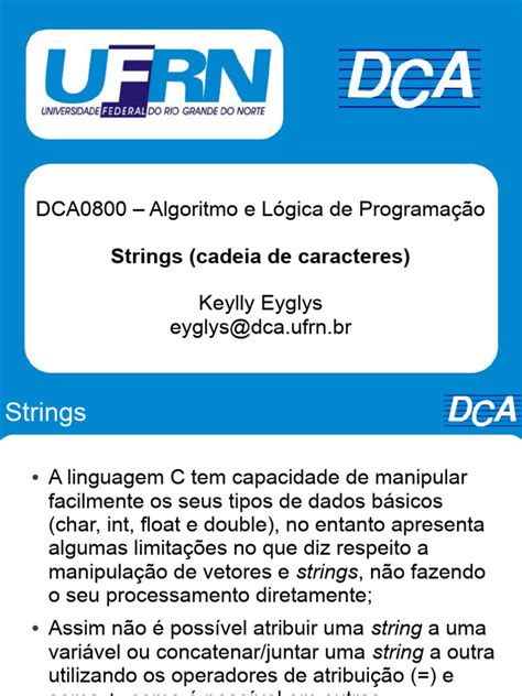 aula strings pdf string ciência da computação algoritmos