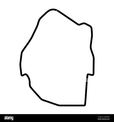 Eswatini Country Simplified Map Thick Black Outline Contour Simple Vector Icon Stock Vector