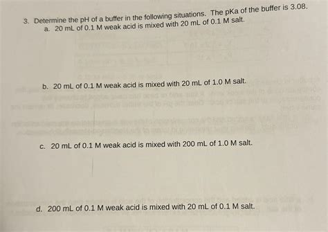 solved determine the ph ﻿of a buffer in the following