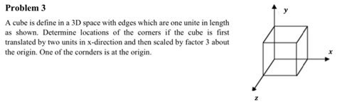 Solved у Problem 3 A cube is define in a 3D space with edges Chegg com