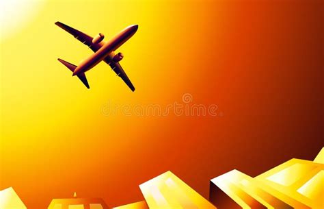 Boeing E Por Do Sol No Capitão Do Céu Ilustração Do Vetor Ilustração