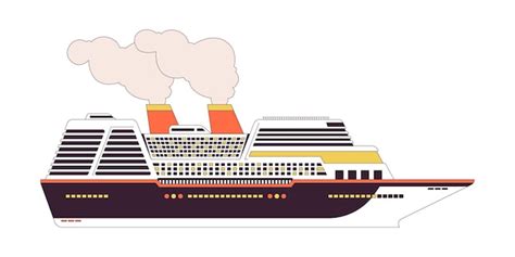 Premium Vector Cruise Ship Side 2d Linear Cartoon Object