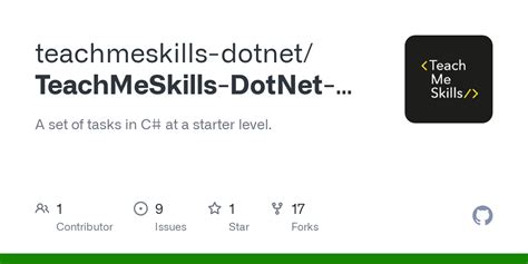 GitHub Teachmeskills Dotnet TeachMeSkills DotNet Starter A Set Of Tasks In C At A Starter Level