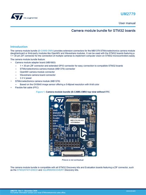 Um2779 Camera Module Bundle For Stm32 Boards Stmicroelectronics Pdf