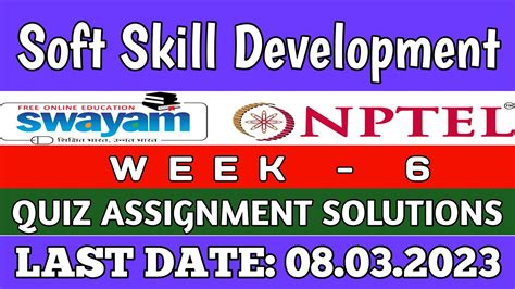soft skill development nptel week 6 assignment answers 2023 nptel