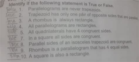 Solved Identify If The Following Statement Is True Or False 1