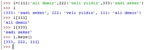Python ile Listeler ve Sözlükler Dictionary Bilgisayar Kavramları