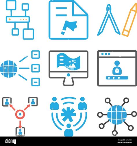 Set Of 9 Simple Editable Icons Such As Internet Users Team Browser Web De Network Compass