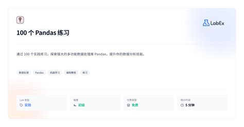 100 个 Pandas 练习 Labex