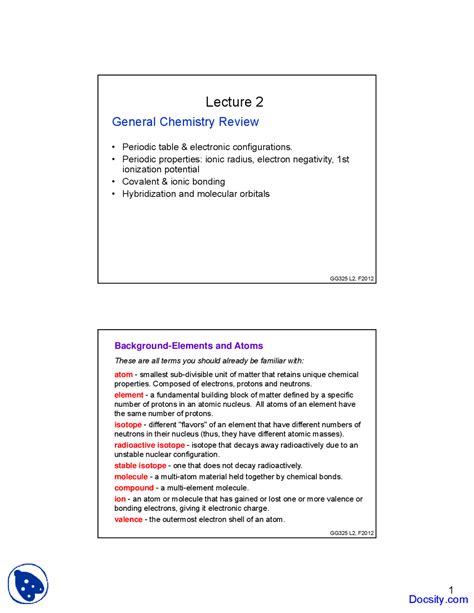 General Chemistry Geochemistry Lecture Slides Docsity