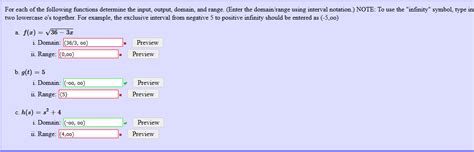 solved for each of the following functions determine the