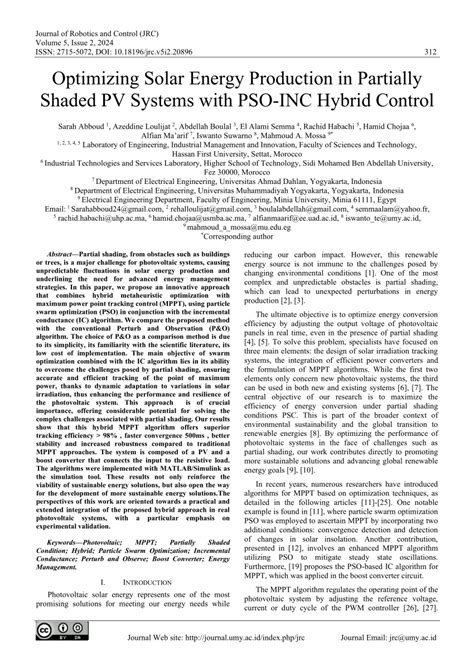 Pdf Optimizing Solar Energy Production In Partially Shaded Pv Systems