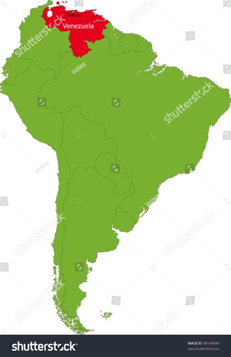 Ubicación De Venezuela En El Continente Vector De Stock Libre De Regalías 48144844 Shutterstock