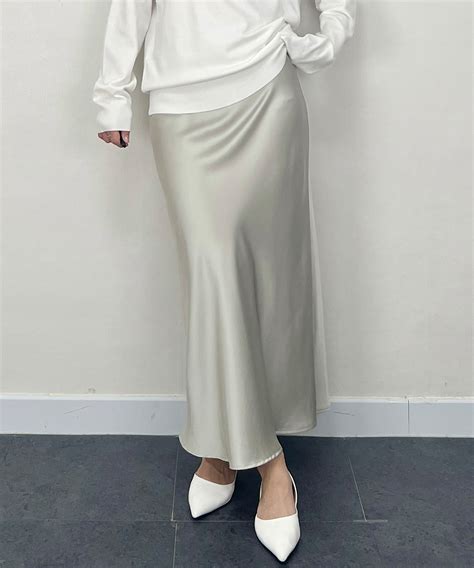 팔로우제이 새틴 머메이드 롱 스커트 실크 27 36사이즈
