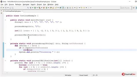 Java Continue Statement Example Youtube