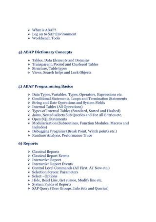 SAP ABAP Online Training SAP ABAP Training PDF