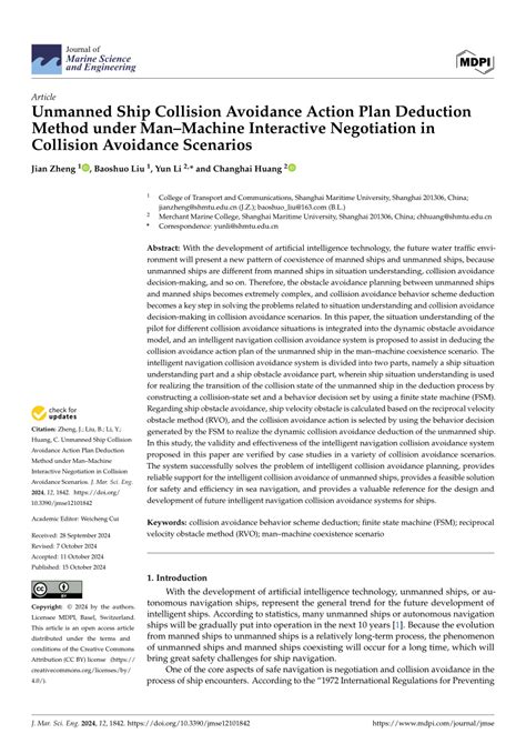 Pdf Unmanned Ship Collision Avoidance Action Plan Deduction Method Under Manmachine