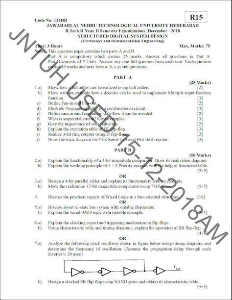 jntuh b tech structured digital system design december 2018 question