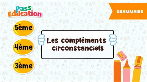 Les Compléments Circonstanciels 5ème 4ème 3ème Cours Exercices