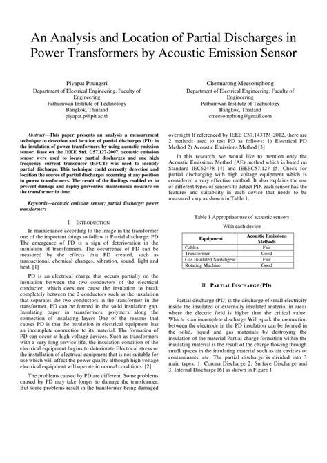pdf an analysis and location of partial discharges in power