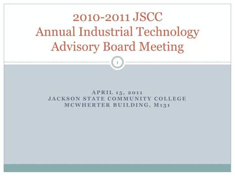 PPT JSCC Annual Industrial Technology Advisory Board Meeting PowerPoint Presentation