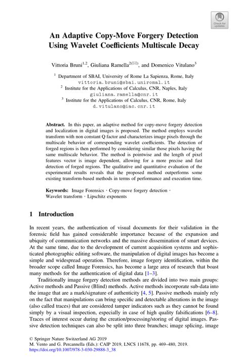 pdf an adaptive copy move forgery detection using wavelet