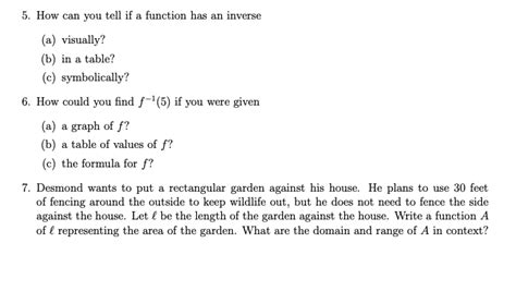 Solved 5 How Can You Tell If A Function Has An Inverse A