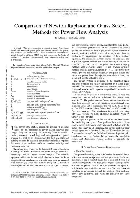 Pdf Comparison Of Newton Raphson And Gauss Seidel Methods For Power Flow Analysis