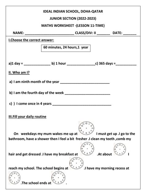 Class 2 Time Worksheet Pdf Career And Growth Business Class 2 Time Worksheet Pdf Career And Growth Business