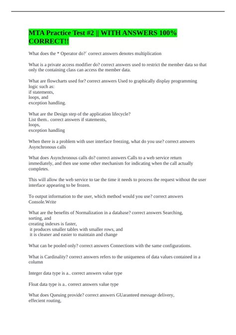 Mta Practice Test 2 With Answers 100 Correct Mta Stuvia Us