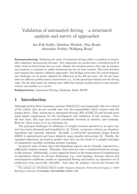 Pdf Validation Of Automated Driving A Structured Analysis And