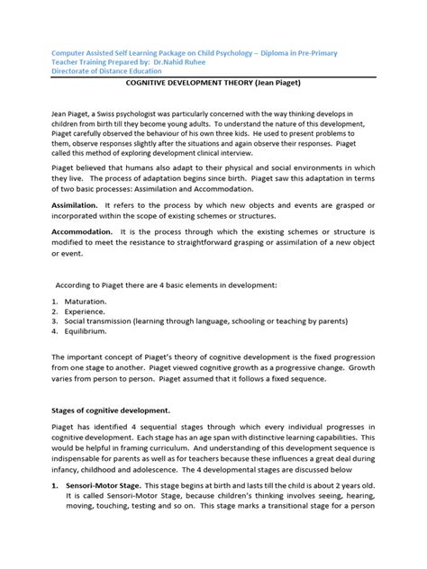 Piaget Pdf Thought Cognitive Psychology