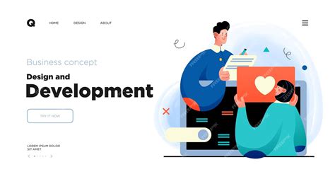 Premium Vector Design And Development Landing Page Template With