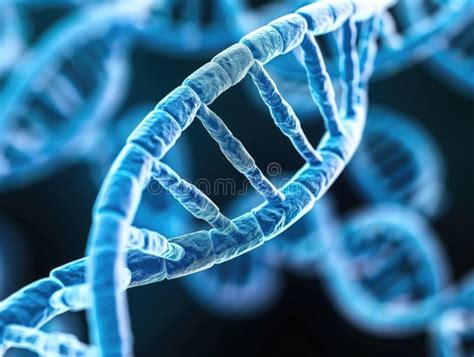 Close Up Of A Blue Dna Double Helix Representing Genetic Research