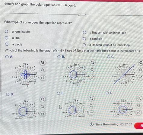 solved identify and graph the polar equation r 5−6cosθ what