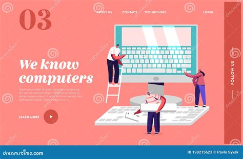 People Typing On Virtual Keyboard Mobile App Page Onboard Screen Template Tiny Characters At