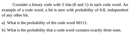 Solved Consider A Binary Code With 5 Bits 0 And 1 In Each