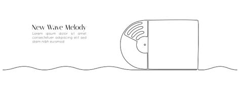 Lp 레코드의 연속 선 그리기 1개 빈티지 블랙 디스크와 심플한 선형 스타일의 레트로 사운드 앨범 편집 가능한 획 낙서 개요