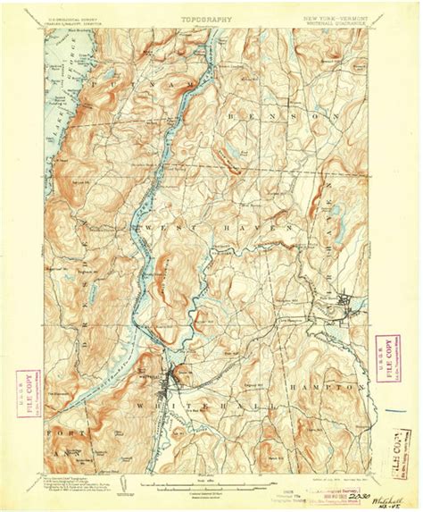 Whitehall New York 1902 1905 Usgs Old Topo Map Reprint 15x15 Vt Quad