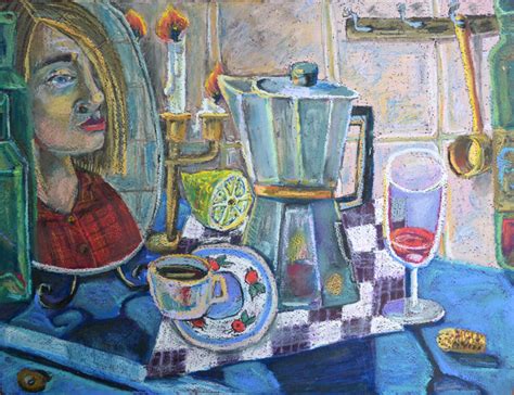 Иллюстрация Натюрморт с зеркалом в стиле примитивизм