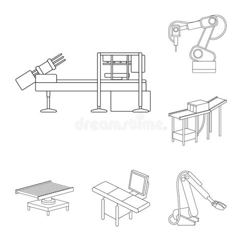 Equipment And Machine Outline Icons In Set Collection For Design Technical Progress Of The