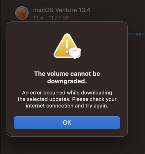 The Volume Cannot Be Downgraded Error When Attempting Upgrade To Macos Ventura 134 Super User