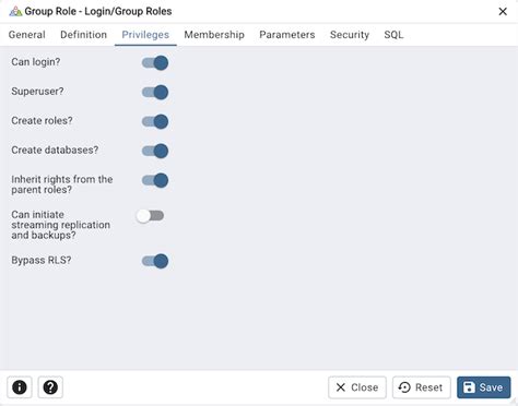 Login Group Role Dialog PgAdmin 4 9 8 Documentation