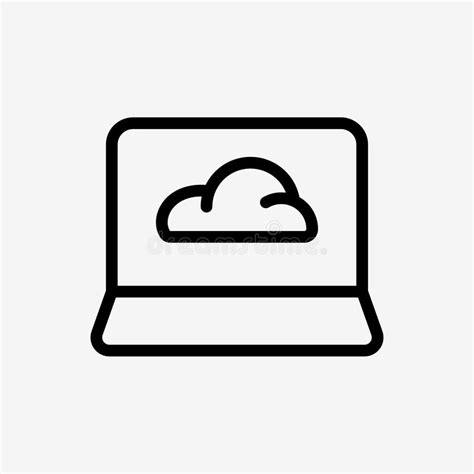 Icon Line Cloud System And Laptop Computer Stock Vector Illustration Of Internet Storage